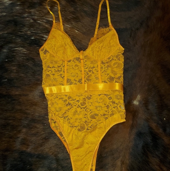 Amazing Lace | Tops | Golden Yellow Sheer Lace Bodysuit | Poshmark